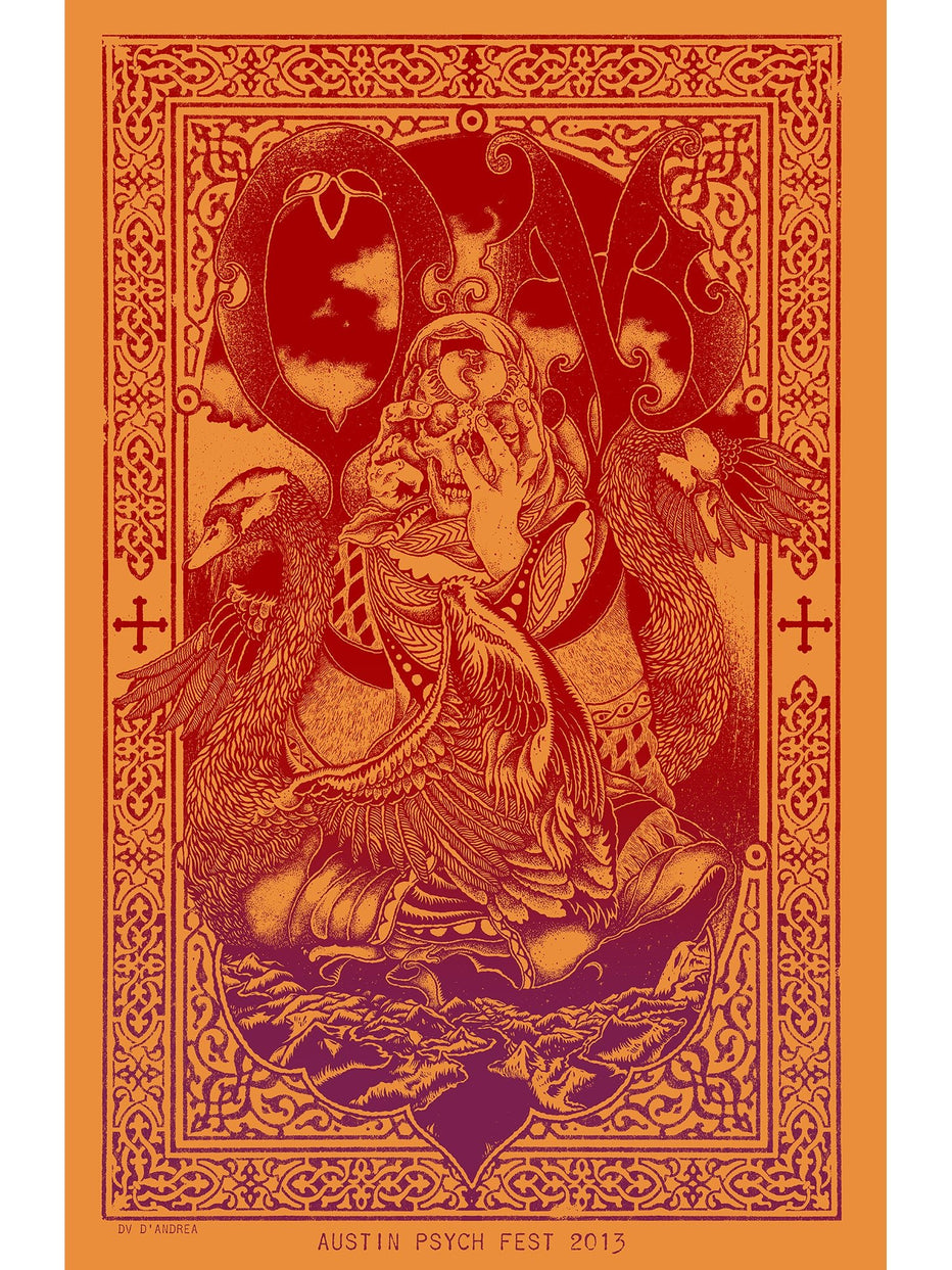 Om : Austin Psych Fest 2013 poster by David V. D'Andrea – Samaritan Press